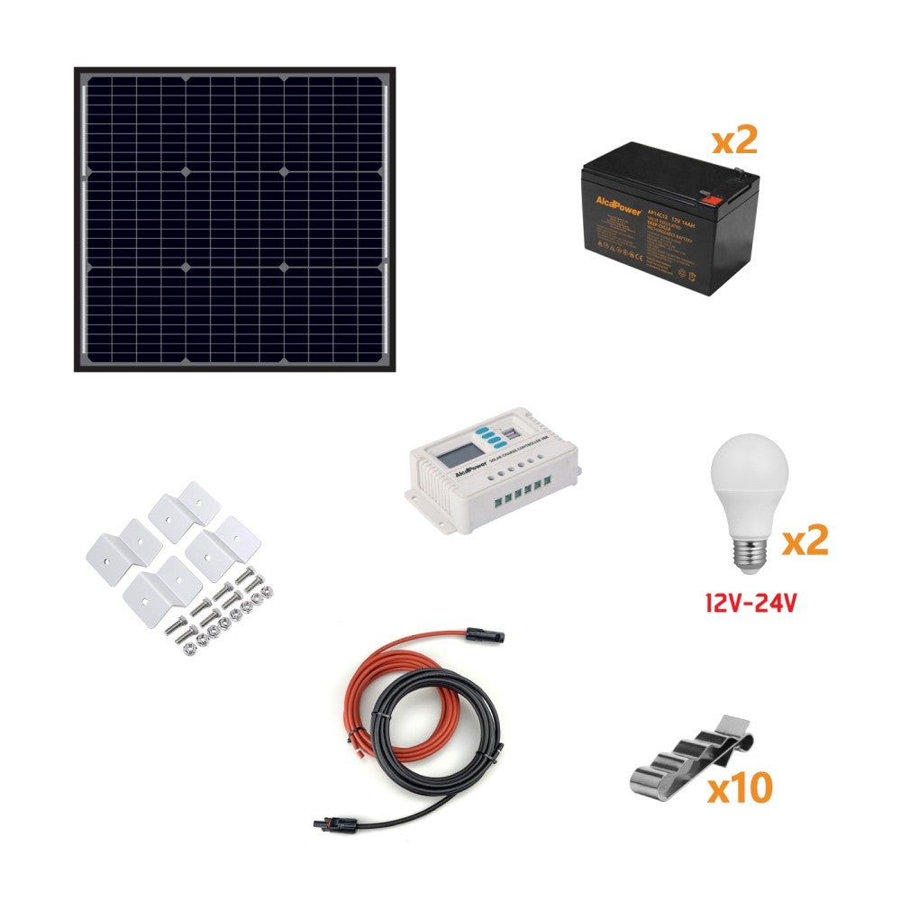 Kit Fotovoltaico Autónomo 110W - Kit con panel solar, controlador de ...