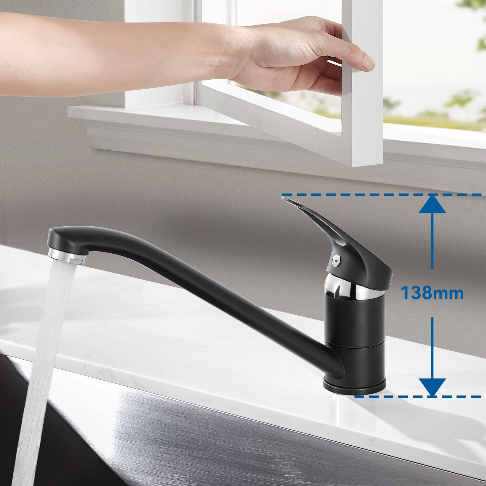 Miscelatore da cucina in acciaio inox nero - Miscelatore monocomando ...