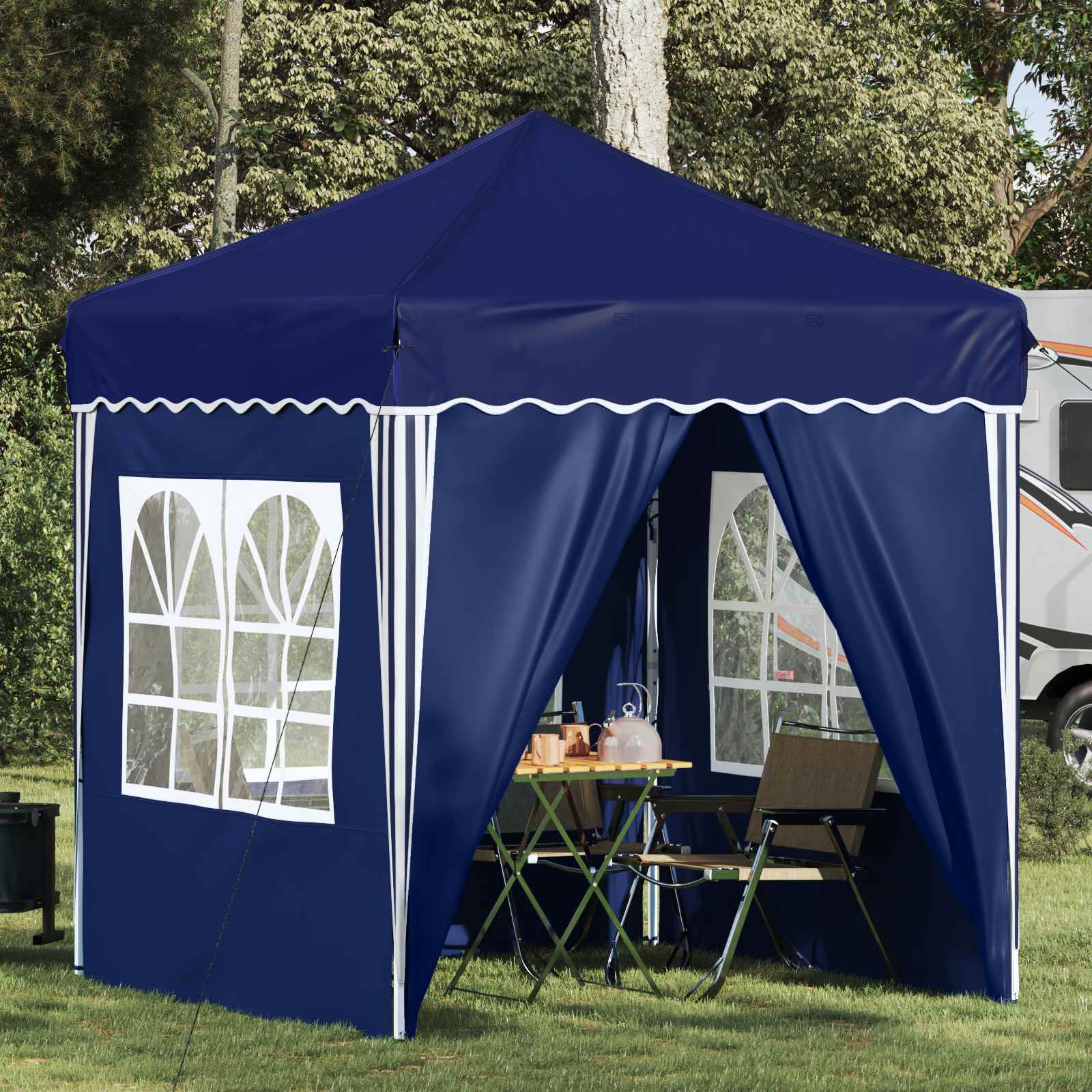 Carpa Plegable para Fiestas Azul 195 x 195 x 245 cm Tela Oxford | Leroy ...