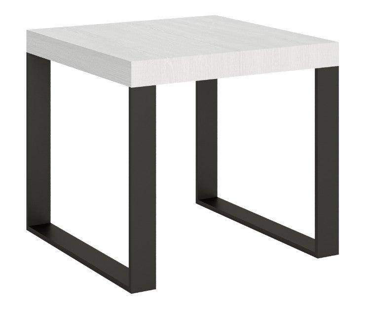 Mesa extensible cuadrada pequeña 90x90/246 cm Tiroz-Color Blanco-Base y ...