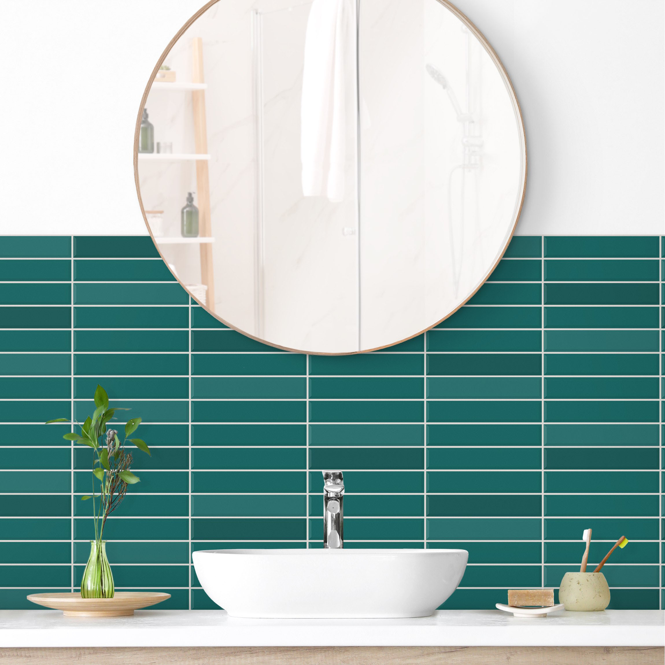 Revestimiento de pared para baño - Metro Tiles - Turquoise 250 x 100 cm ...