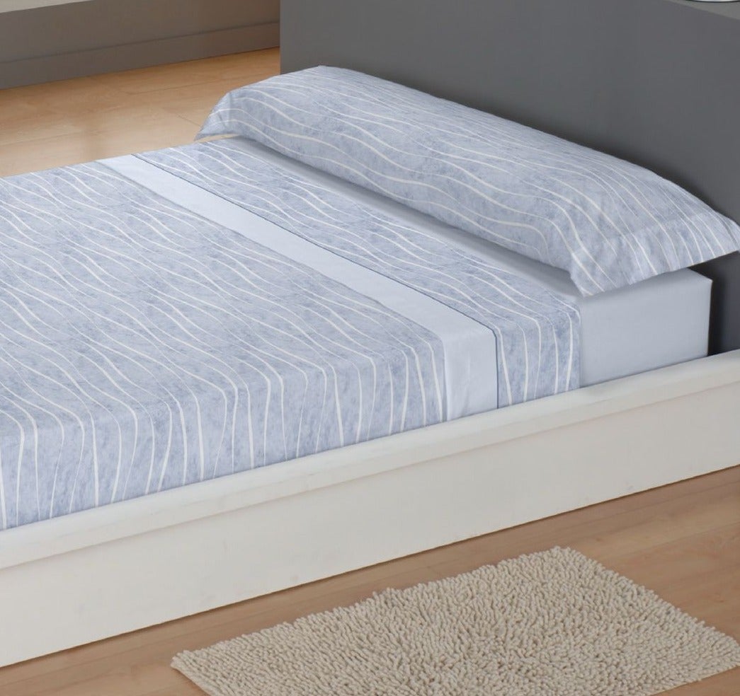 Juego Sábanas Tres Piezas Calell Azul 135cm Tacto Extrasuave Donegal ...