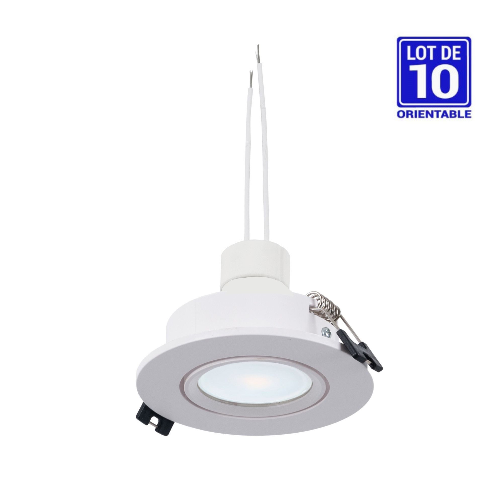 KIT x 10 - Downlight inclinable + Ampoule GU10 5W + Douille GU10 ...