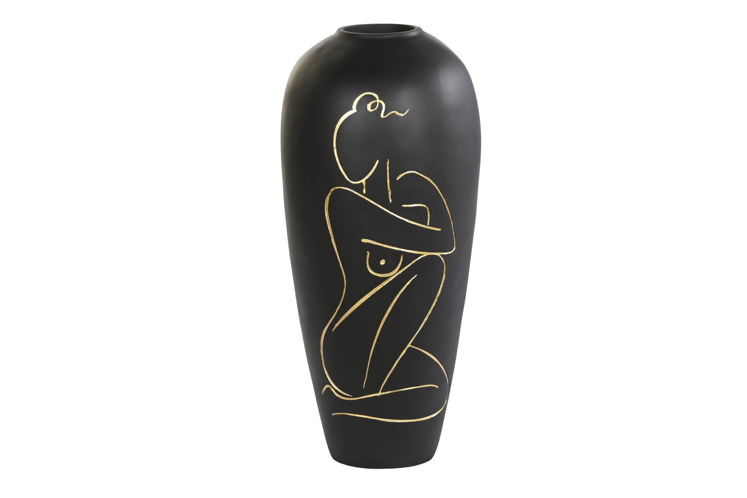 Vase en résine 34x34x73,5 Femme Noir Mat | Leroy Merlin