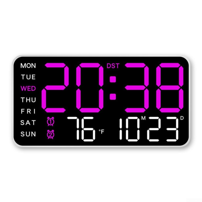 Reloj pared，Reloj de pared digital LED con visualización de temperatura ...
