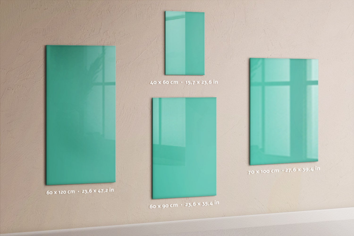 Pizarra magnética de pared, Tulup - 60x120 cm - Color turquesa, 5 ...