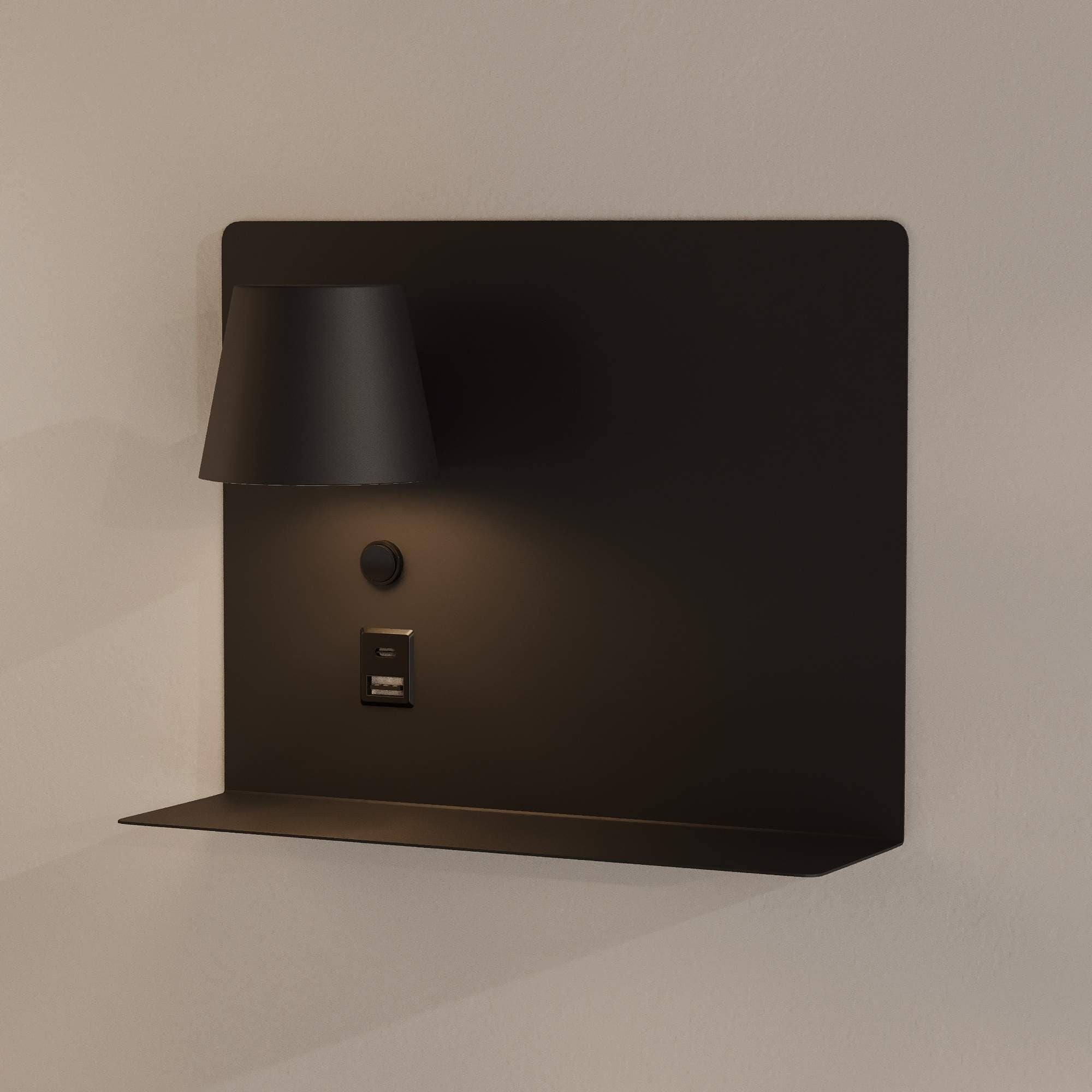 Aplique de parede para leitura com porta USB e USB-C "BASKOP" - 6W ...