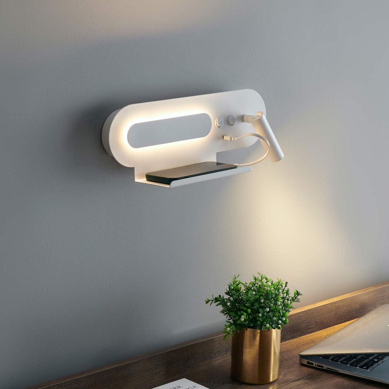 Lámpara de pared LED para leer pequeño estante - Calleo | Leroy Merlin