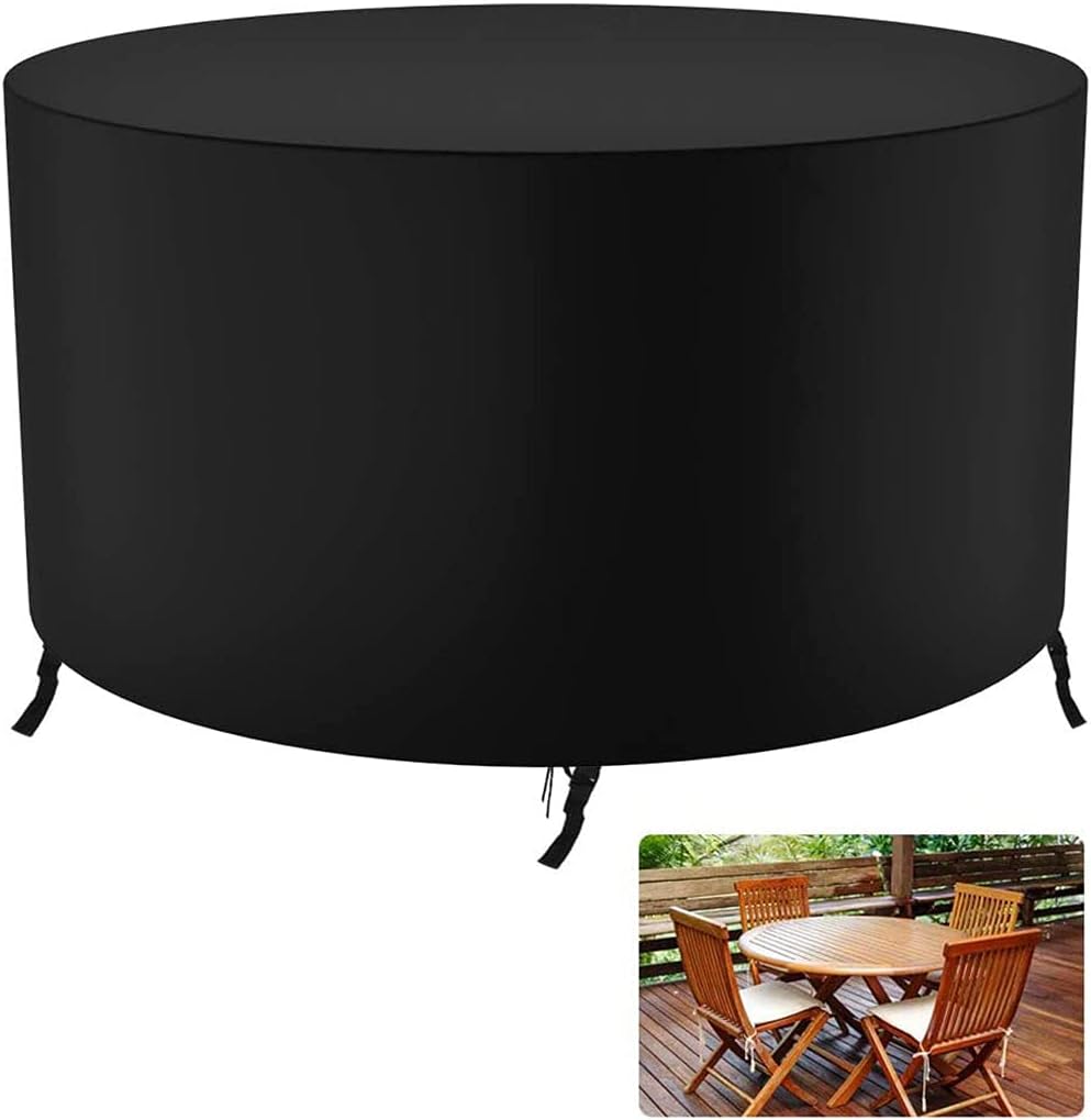 Housse de table de jardin ronde, imperméable, coupe-vent, résistante ...