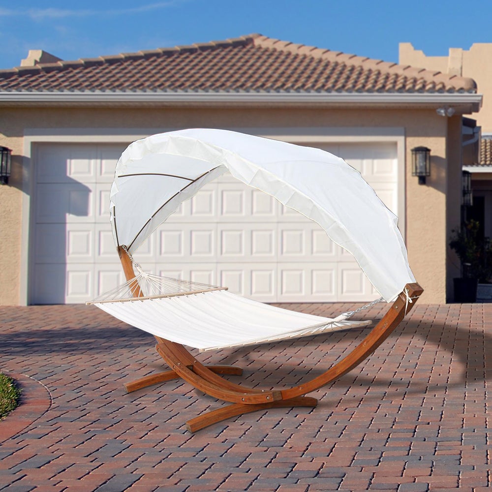 Hamac avec support - Taille 210 x 150 cm max 200 kg mélèze Auvent ...