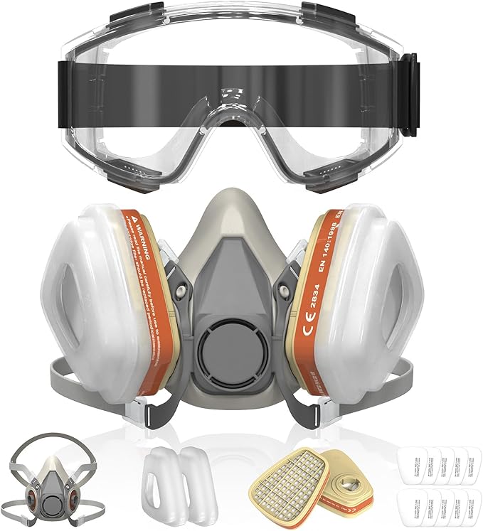 Mascarilla de protección con gafas de seguridad y 10 filtros para ...
