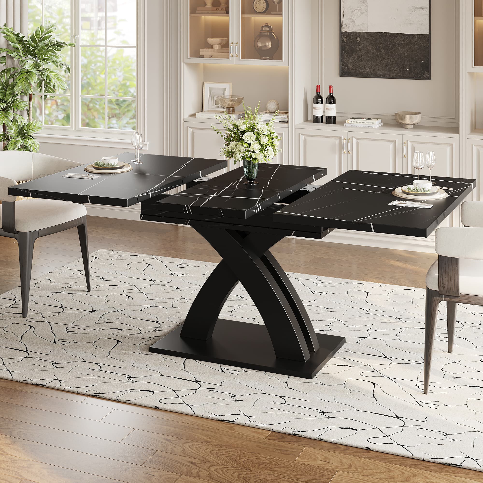 Mesa de comedor extensible 120 x 80 x 76 cm - de madera, extensible ...