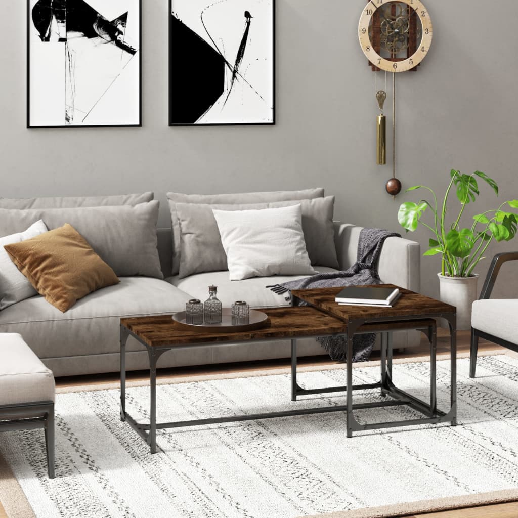 Tables basses 2 pcs Chêne fumé Bois d'ingénierie | Leroy Merlin