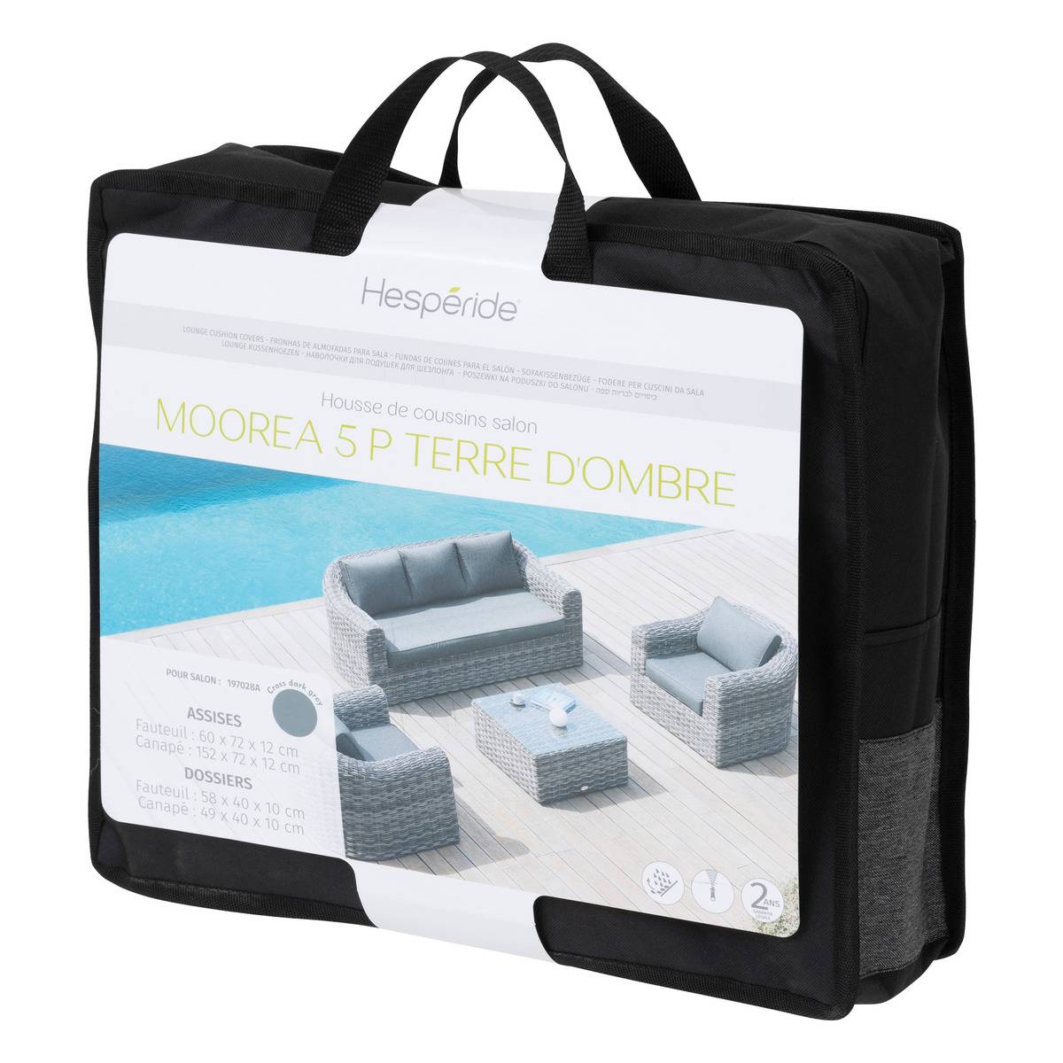 Hespéride - Funda de cojín para juego de muebles de jardín de 5 plazas ...