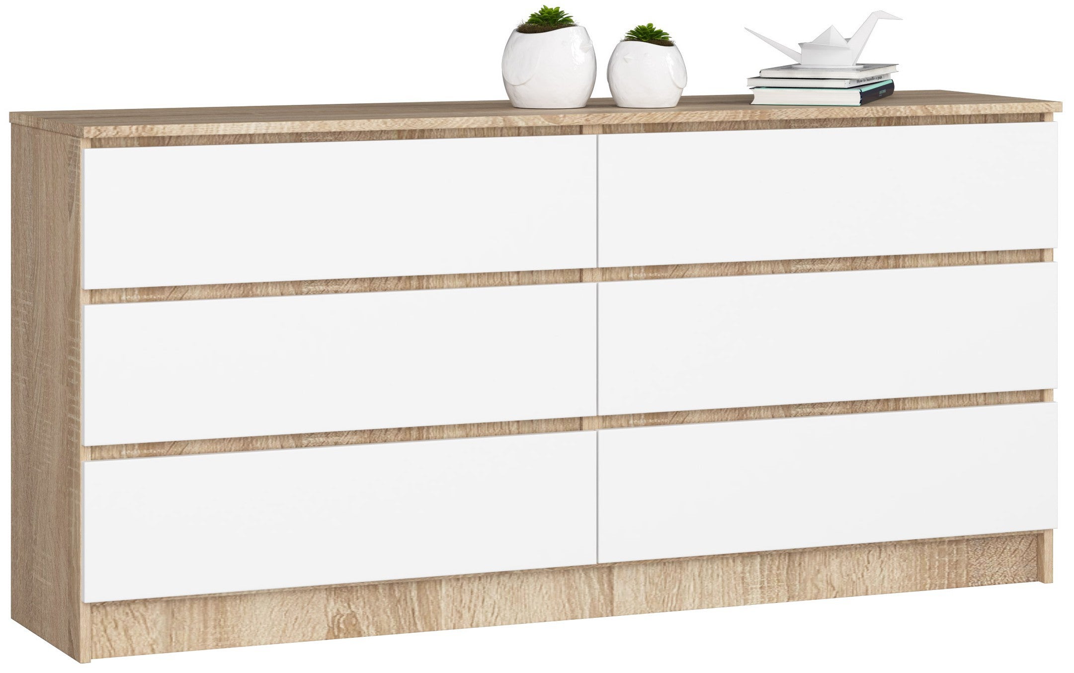 Grande Commode pour le salon AKORD K160 Chêne Sonoma 160 cm 6 tiroirs ...