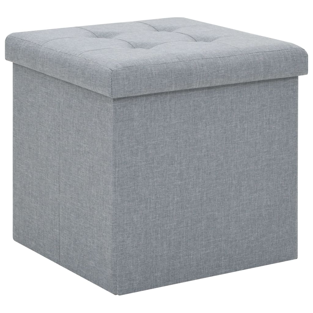 Tabouret de rangement pliable Gris clair Faux lin | Leroy Merlin