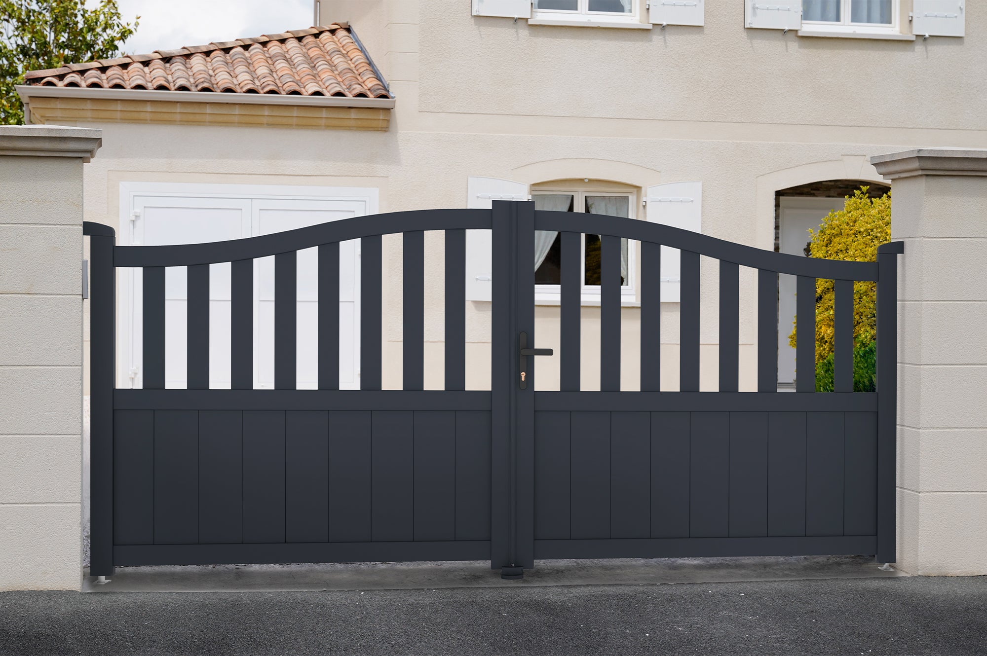 Portail battant 3m MEIJE H.140cm aluminium gris | Leroy Merlin