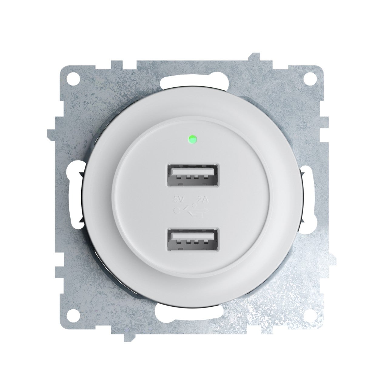 Prise USB encastrée à 2 sorties 5V, 2.1 A, témoin de charge LED-"Blanc ...