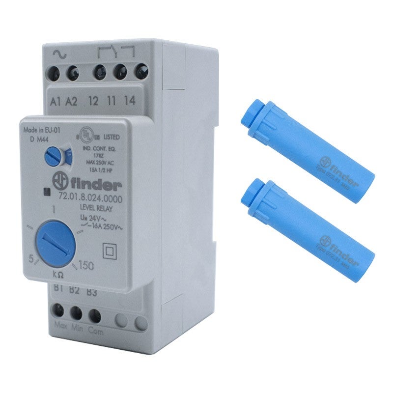 Relé de control de nivel Finder con dos sondas unipolares de 24 VCA ...