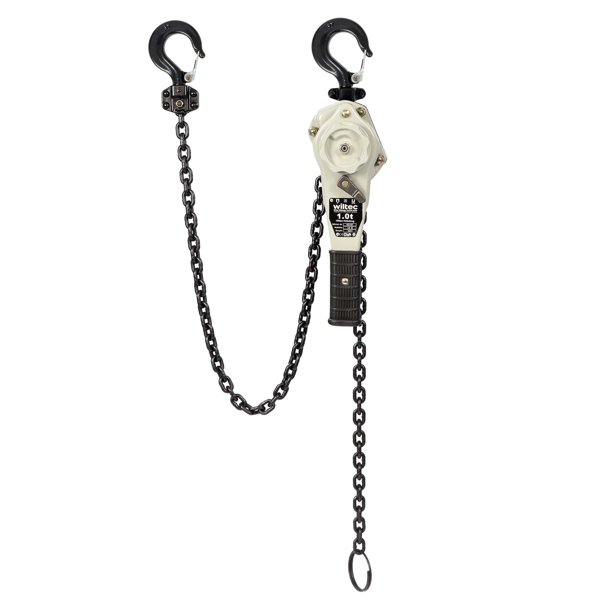 Wiltec Paranco a leva 1 t x 1,5 m, paranco a catena compatto con ...