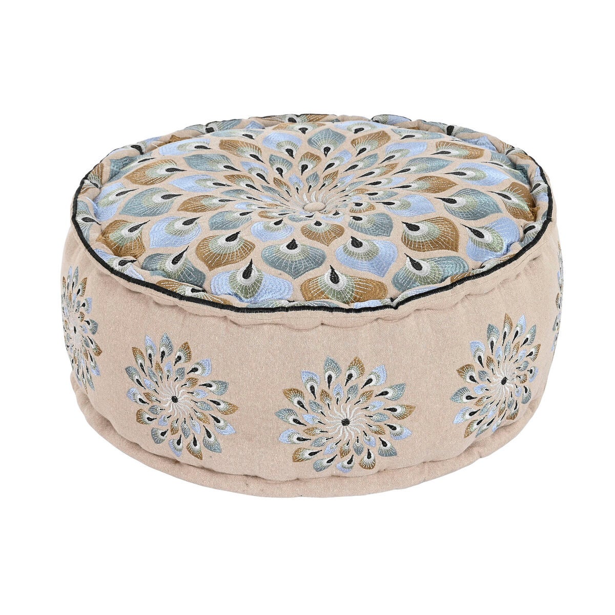 Pouf DKD Home Decor 60 x 60 x 27 cm Beige Bleu | Leroy Merlin