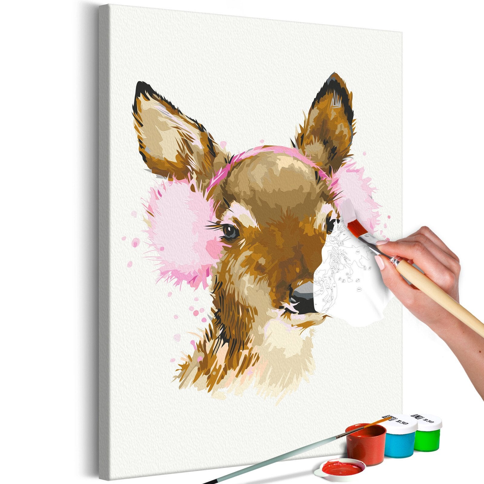 Kit Peinture par Numéros Faon avec Taches Décoratives 40 x 60 cm Rose ...