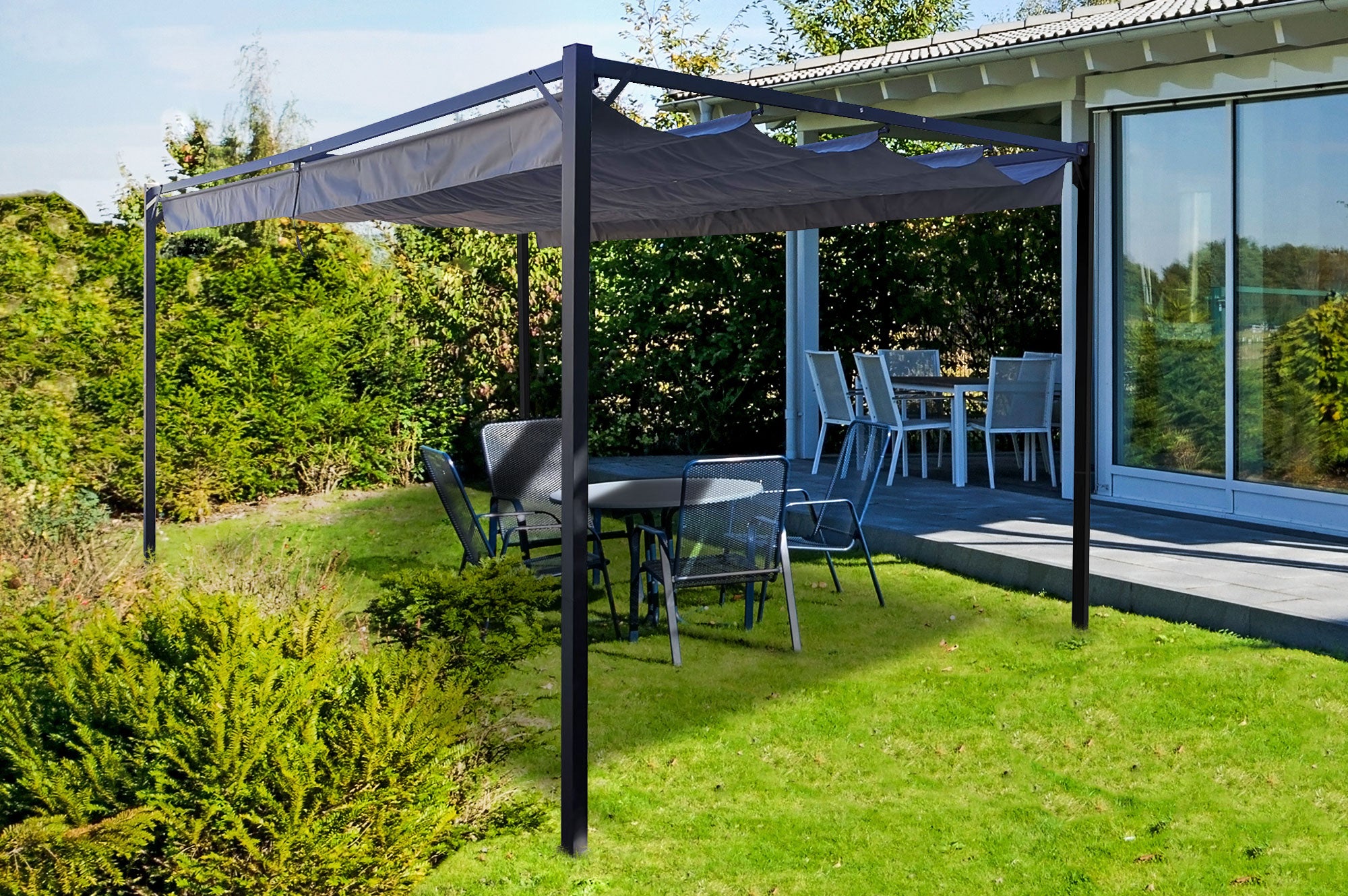Pérgola/Cenador autoportante NOOSA 4m x 3m Gris claro | Leroy Merlin