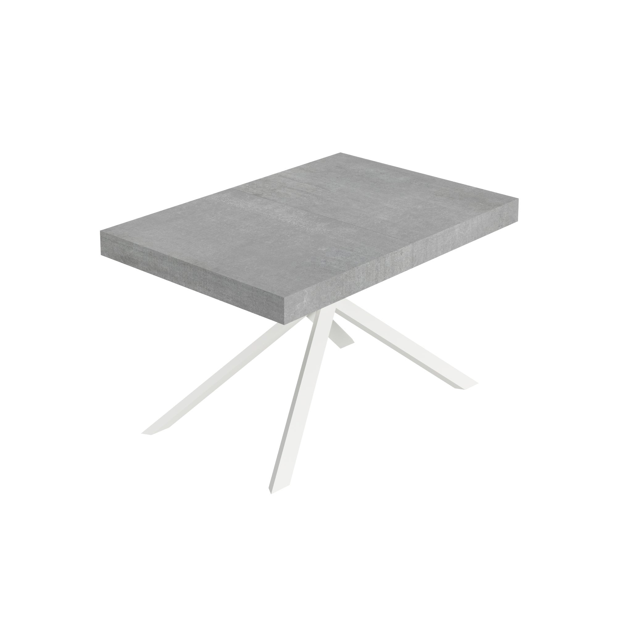 Table extensible Niket 120/204x80 cm pieds béton blanc | Leroy Merlin