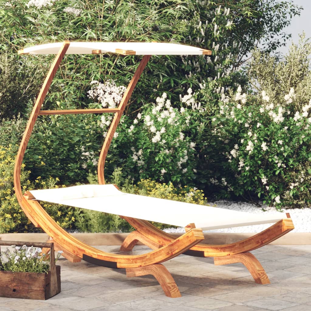 Lit repos avec auvent 100x190x134 cm Bois courbé massif Crème | Leroy ...