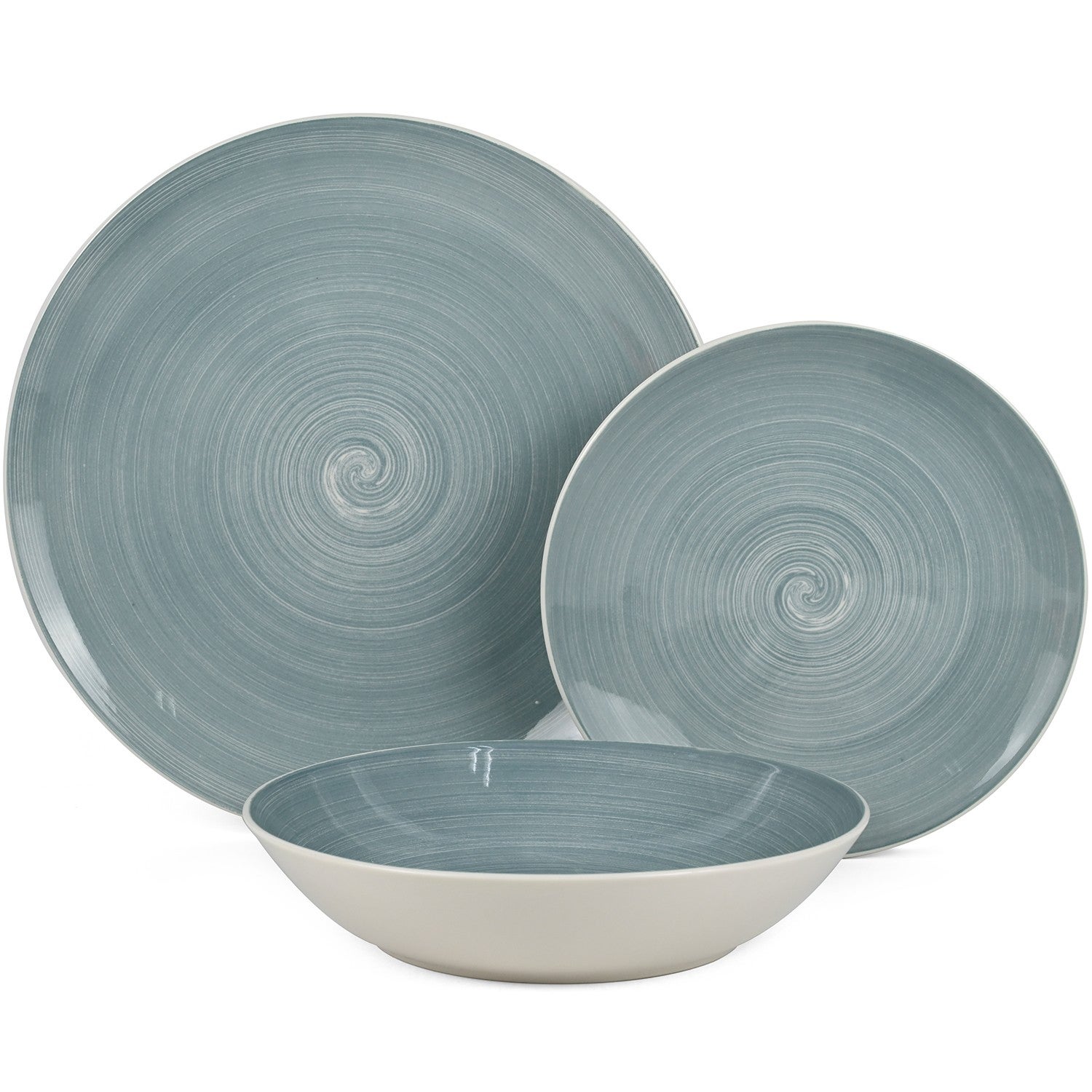 VAJILLA 18 PZS PORCELANA AZUL CENIZA- Envio gratuito en Península ...