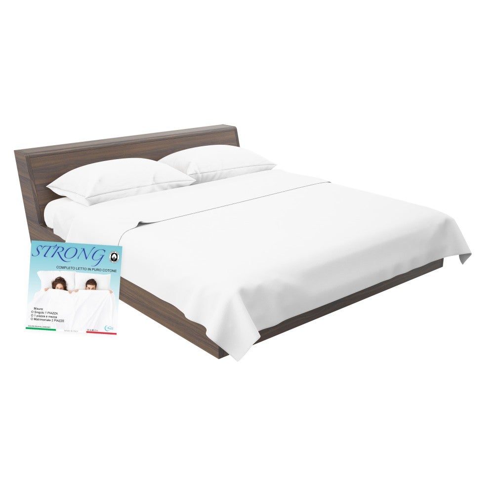 Set de Draps de Lit en Coton en couleur unie blanc STRONG fabriqué en ...