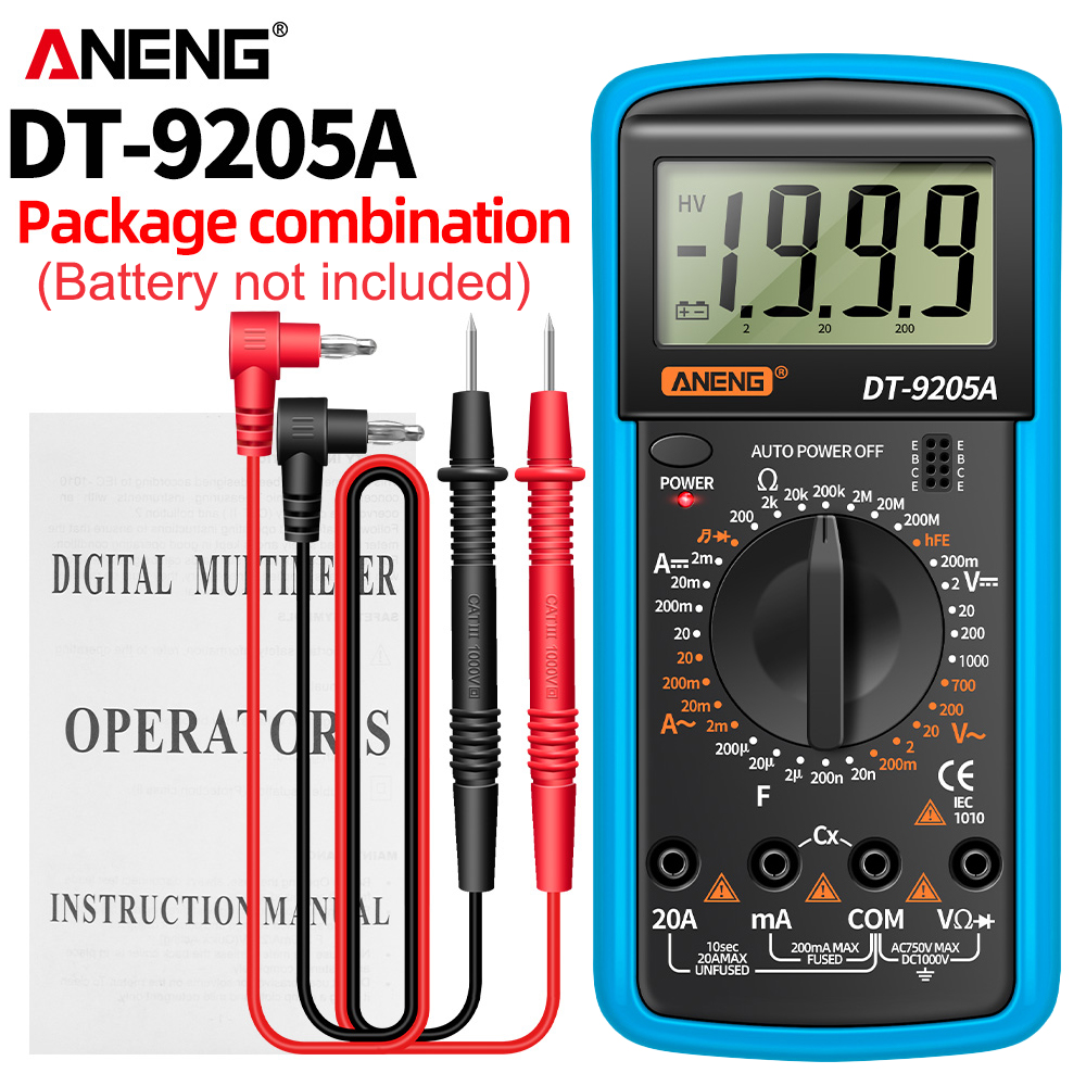 ANENG DT9205A Multímetro digital de rango automático AC/DC eléctrico NCV Comprobador de ...