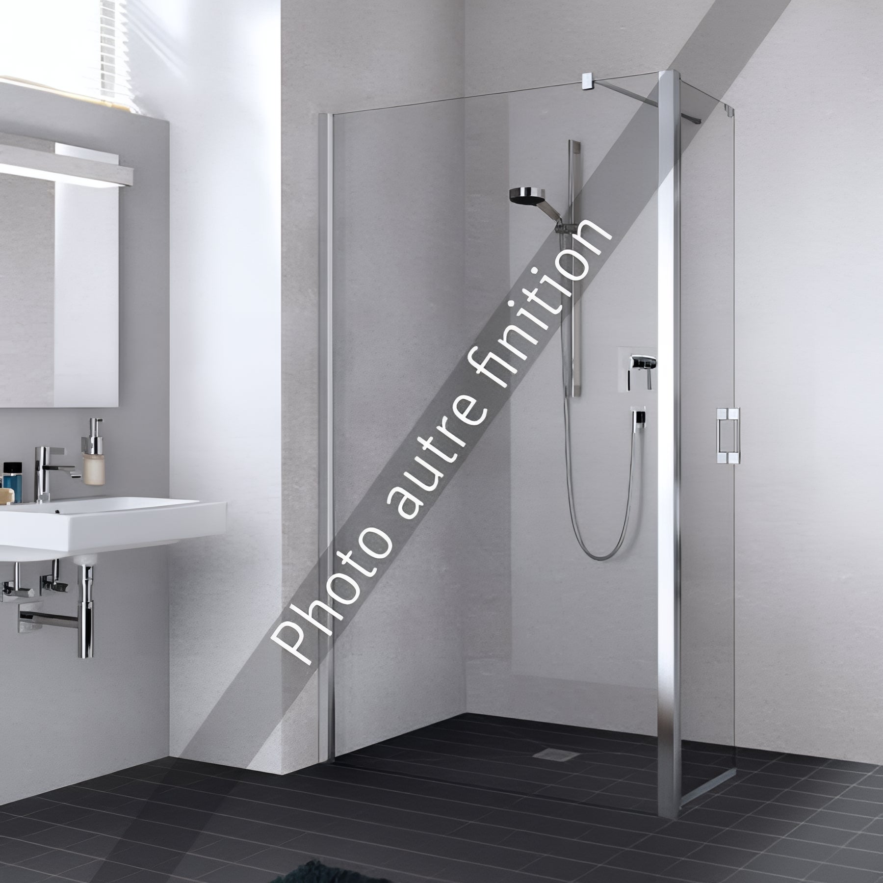 Paroi de douche walk-in largeur 100 cm hauteur 200 cm profilé argent ...