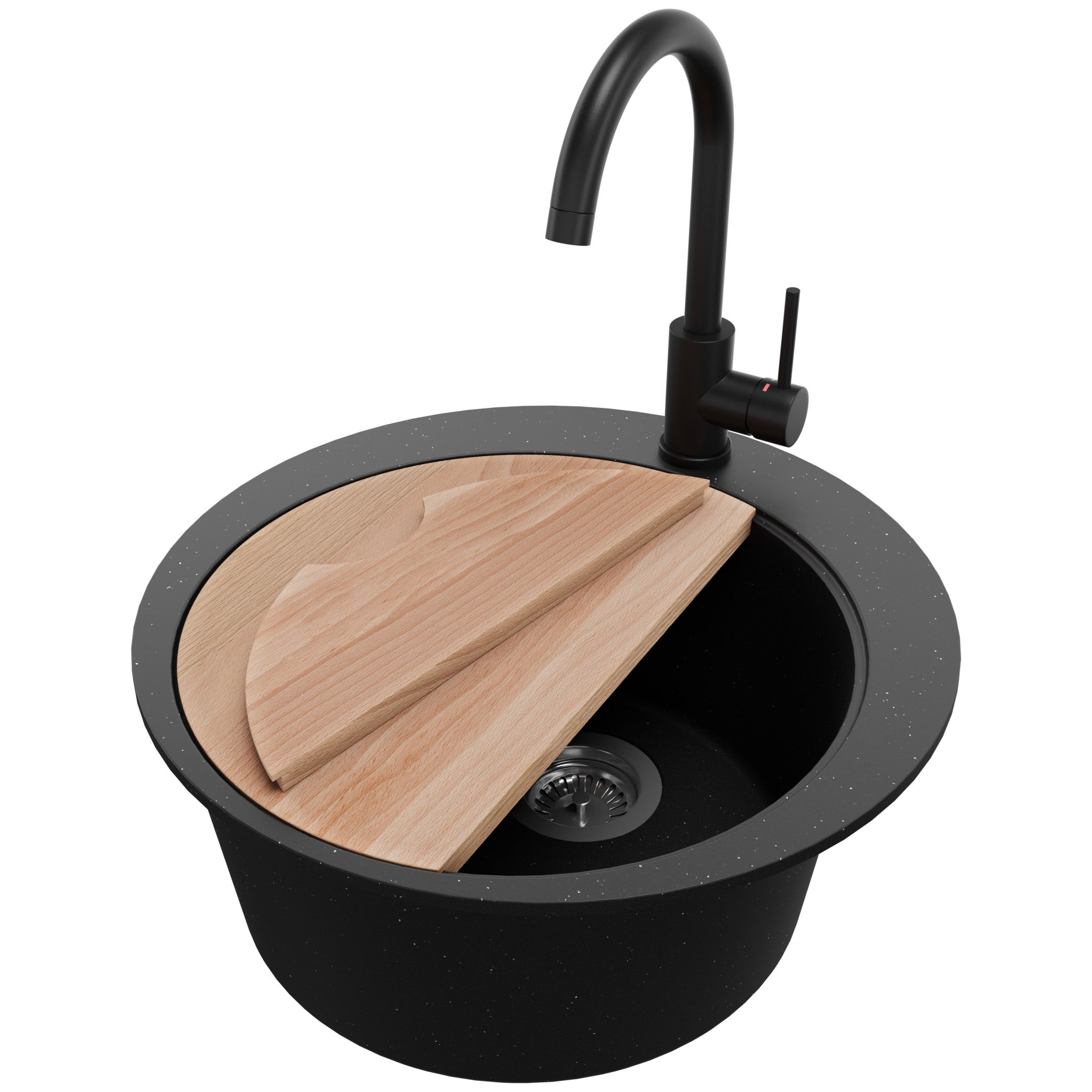Fregadero Granito Circular Negro Metallic 50x50cm, Cocina 1 Seno ...
