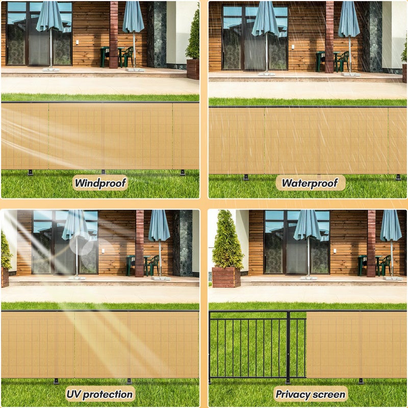 Canisse en PVC Couleur Bambou double face,90% d'occultation,H.80 cm x L ...