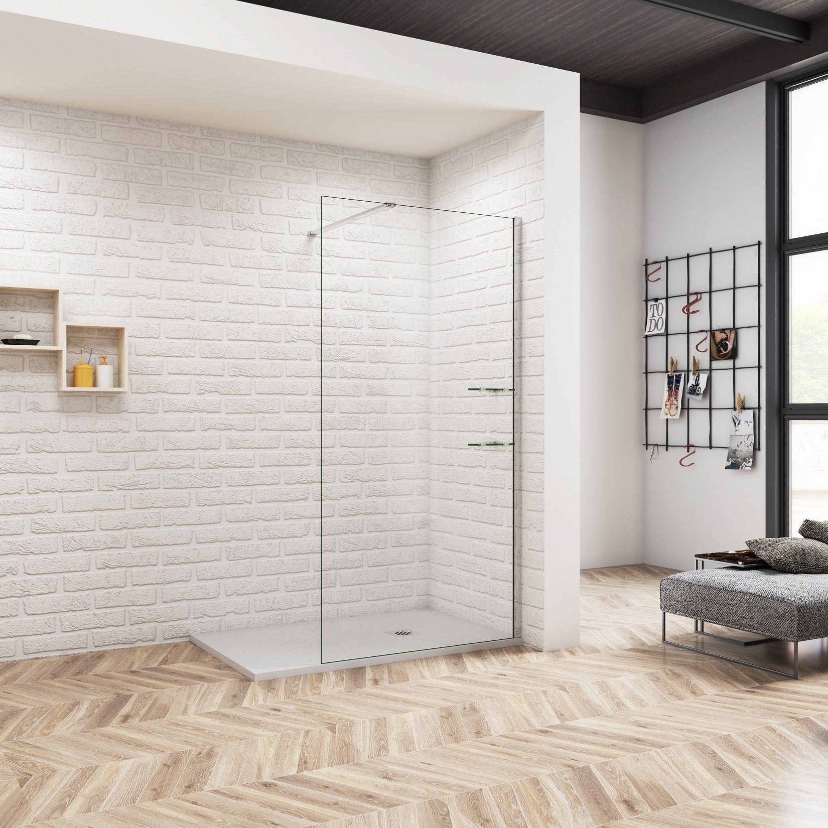 Paroi de douche italienne 120x190cm - Paroi de douche avec barre de ...