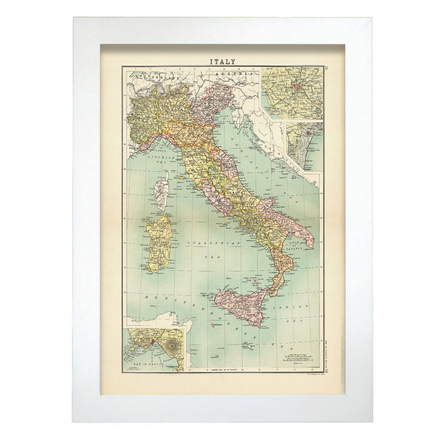 Nacnic Poster Geografico Vintage Mappa Politica Italiana Illustrazioni ...