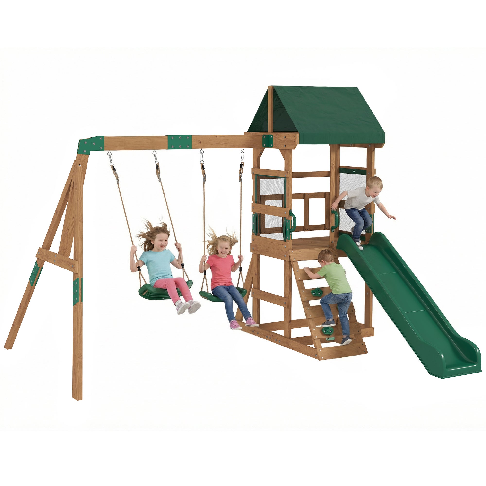 Ensemble de Balançoire et Toboggan pour Enfants bois AIYAPLAY | Leroy ...
