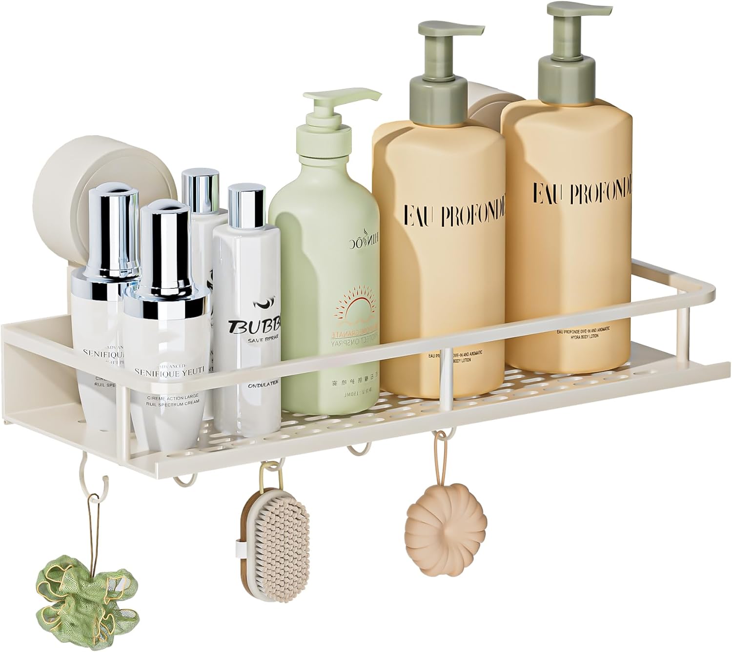 Étagère de Douche Ventouse sans Perçage,Rangement Douch avec Crochets ...