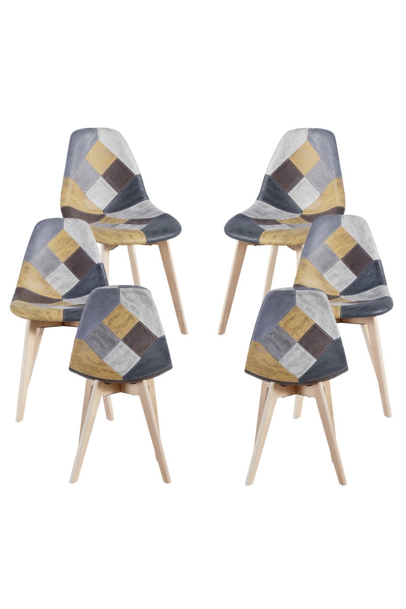 Pack 6 Sillas Kelen Patchwork Polipiel - Amarillo | Leroy Merlin