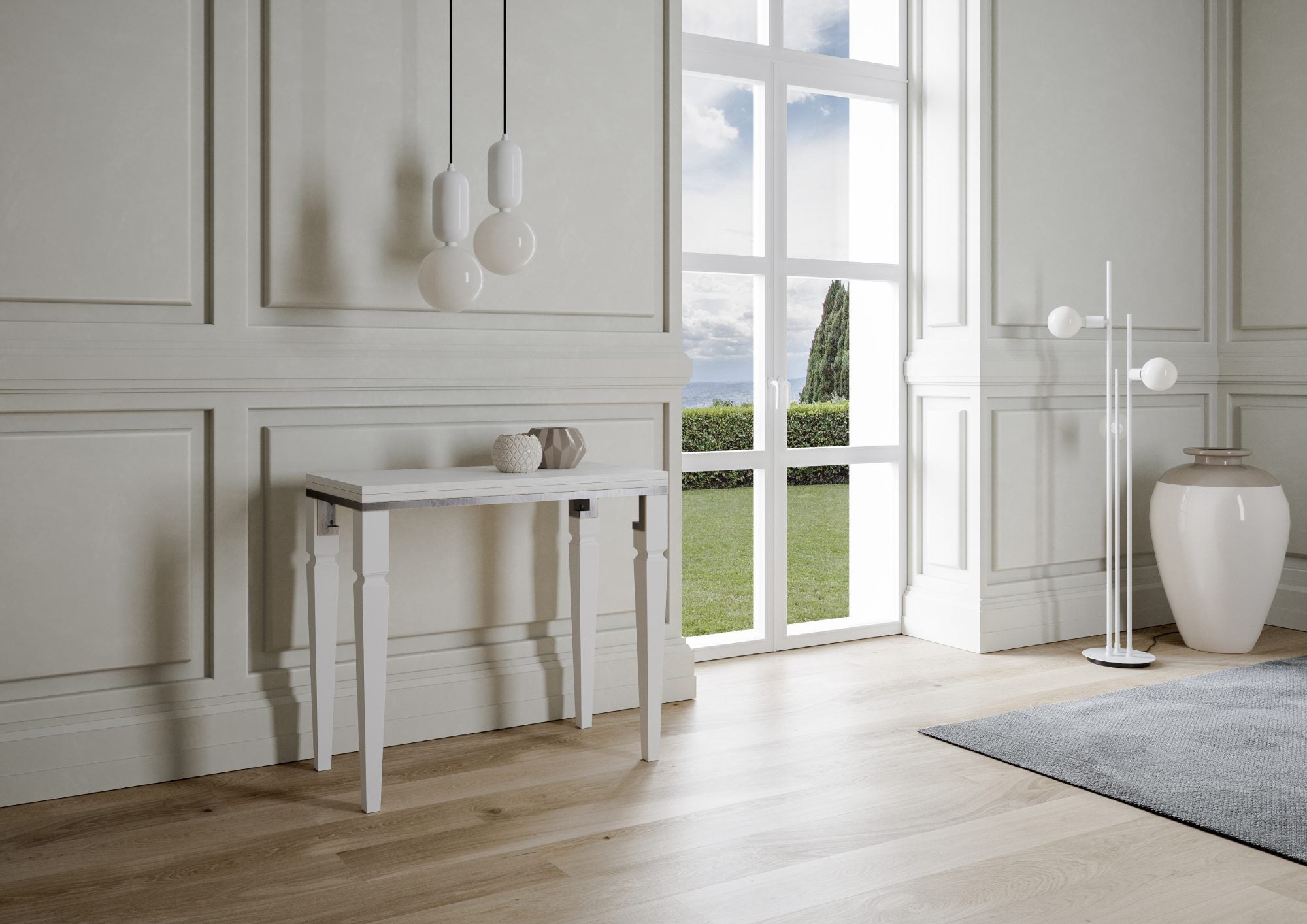 Consolle apribile 90x45/90 cm Impero Libra Bianco Frassino telaio ...