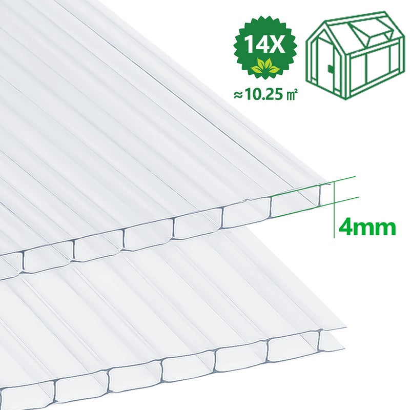 Plaque polycarbonate Plaques à double paroi pour serre 14x Plaques en ...