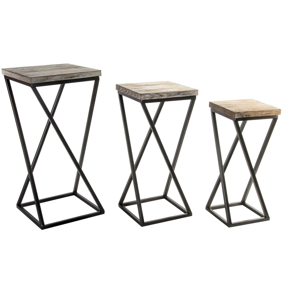 Jeu de 3 tables Home ESPRIT Bois Métal 33 x 33 x 68 cm | Leroy Merlin