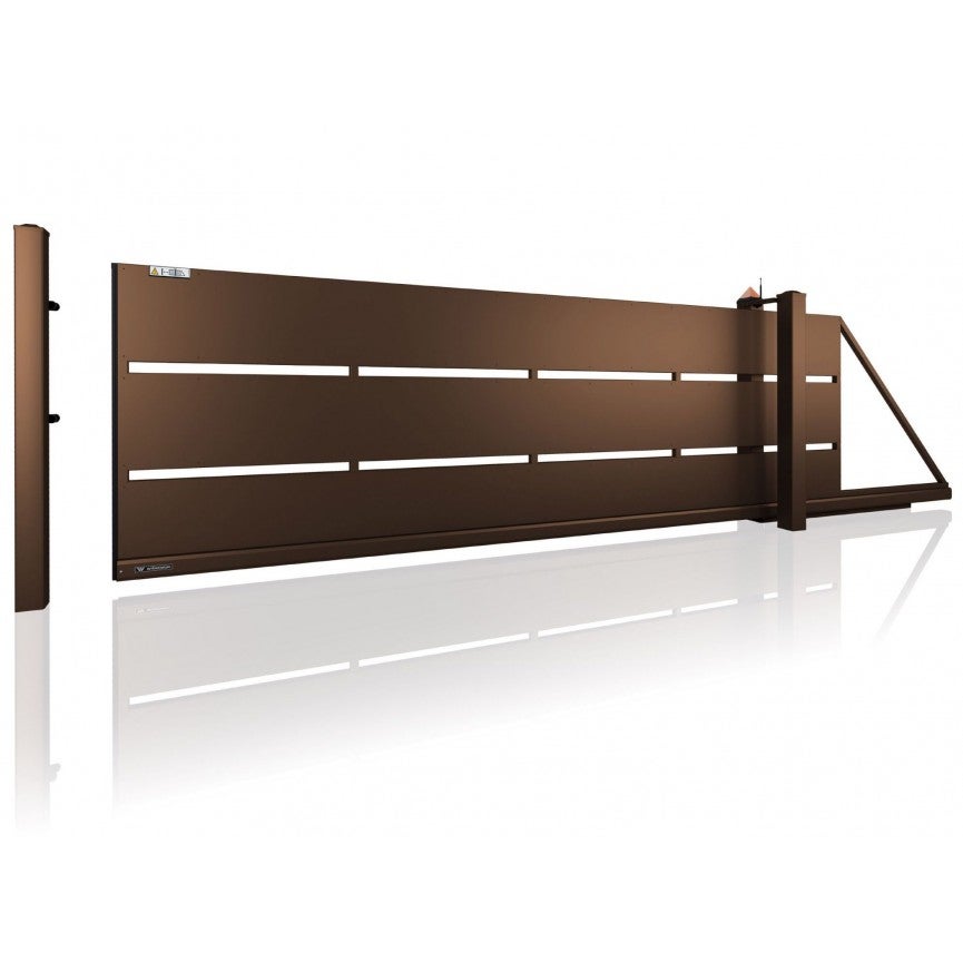 Portail coulissant MODERN AW.10.110 - P marron avec motorisation ...