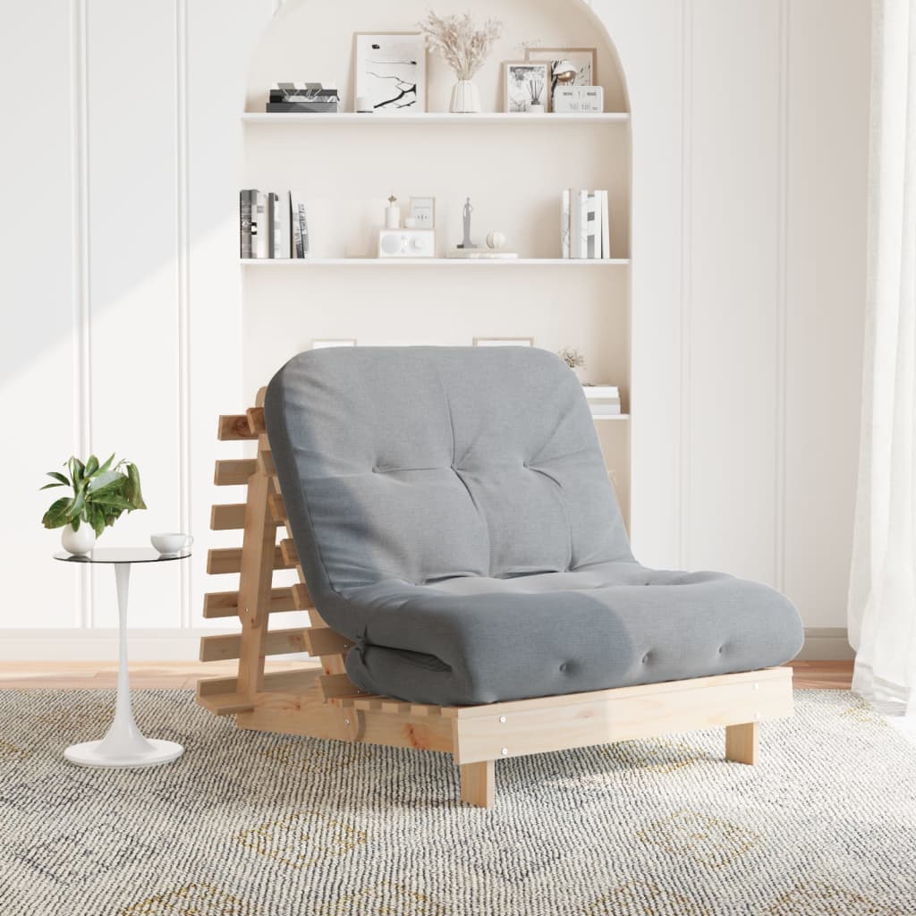 Canapé-lit futon avec matelas 90x206x11 cm bois massif de pin | Leroy ...