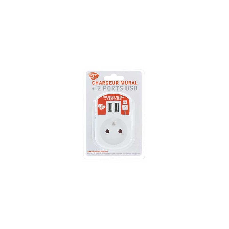 Chargeur mural 2 ports usb + prise gigogne Mobility Lab TEL307954 ...