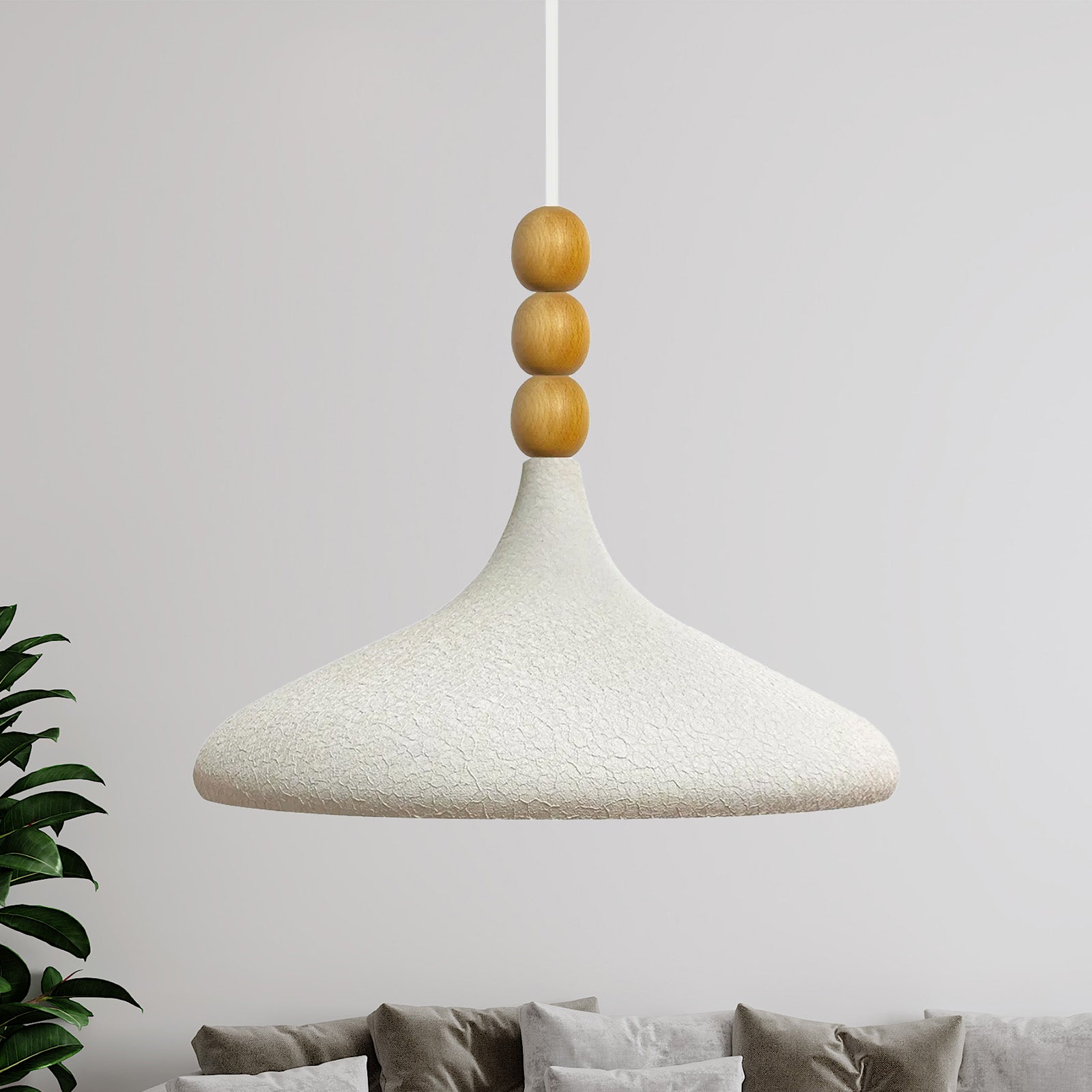 Bamyum Champion3 Lustre Simple en Perles de Bois Blanc Texturé | Leroy ...
