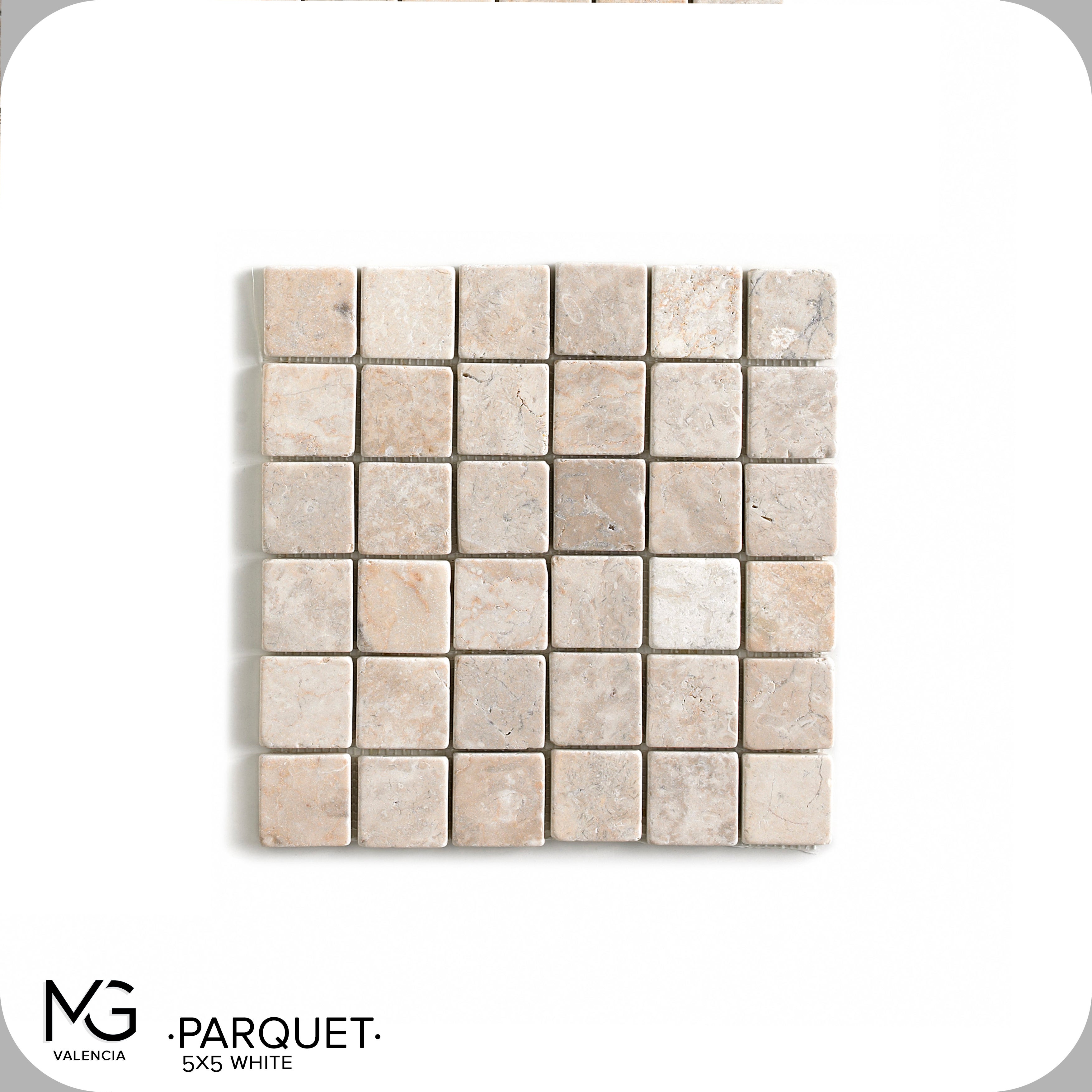 Mosaïque de marbre naturel 30x30cm | PARQUET 5x5 WHITE | (Boîte de 11 ...