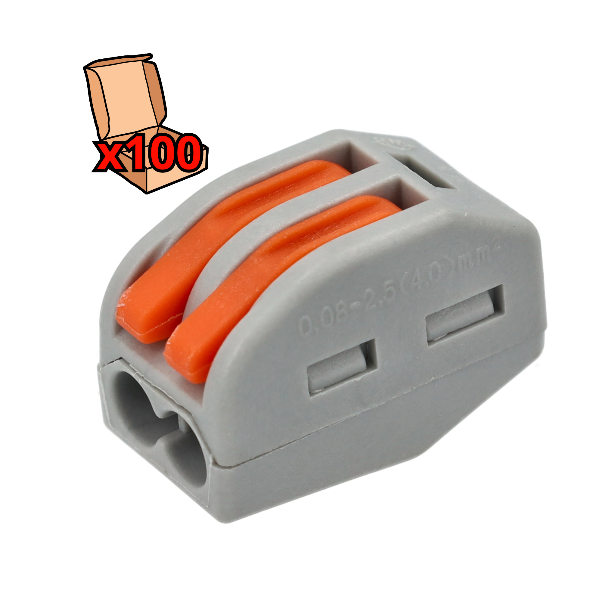 Pack 100 Conector Eléctrico de Cable Rápido con Palanca de 2 Entradas ...
