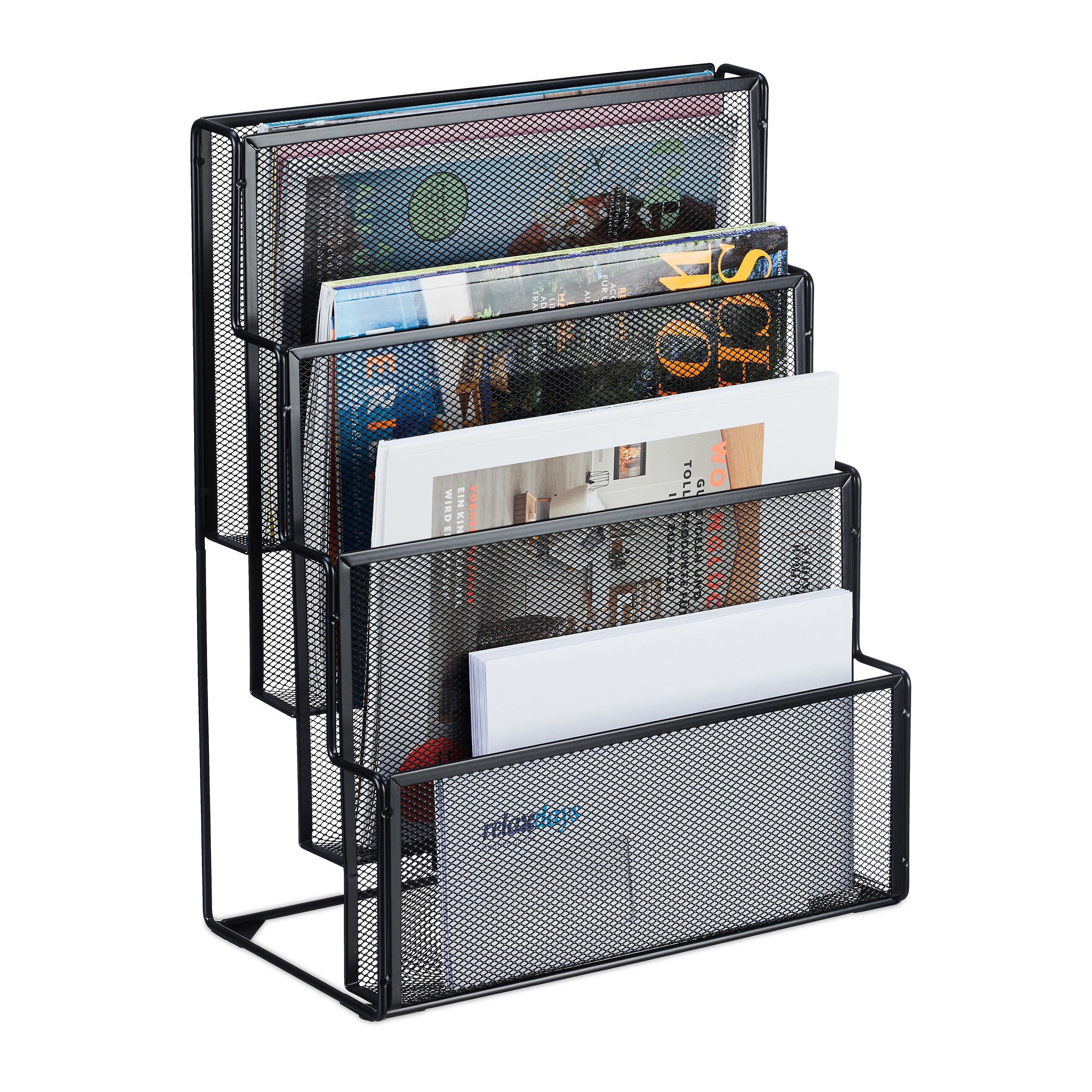 Relaxdays Portariviste da Scrivania in Metallo, Organizer ...